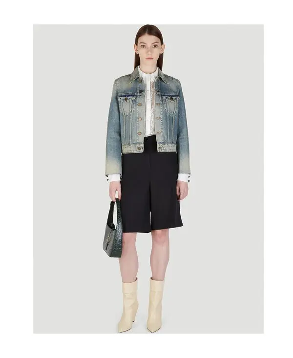Saint Laurent Frilled Neck Long-sleeved Shirt