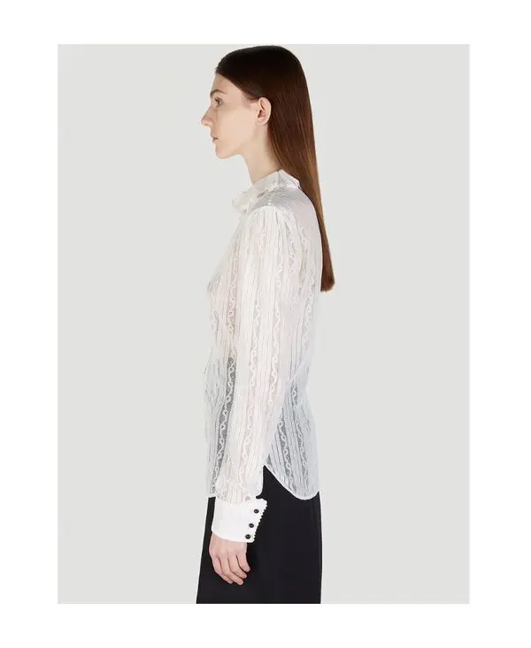 Saint Laurent Frilled Neck Long-sleeved Shirt