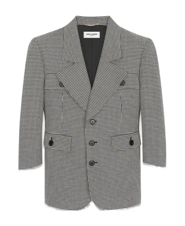 Saint Laurent Grid-print Wool Blazer