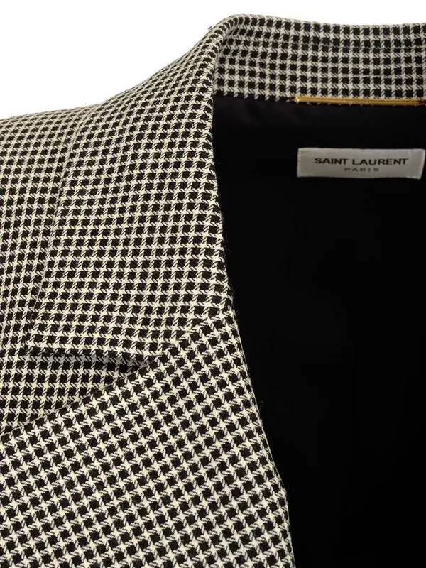 Saint Laurent Grid-print Wool Blazer