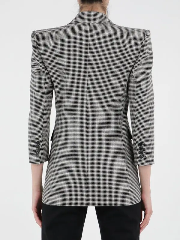 Saint Laurent Grid-print Wool Blazer