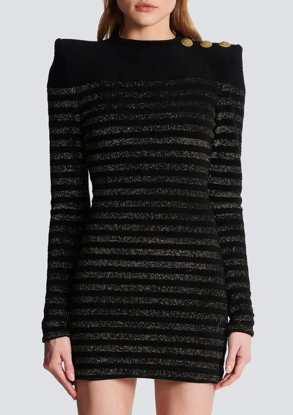 Balmain Striped Lurex Jersey Dress