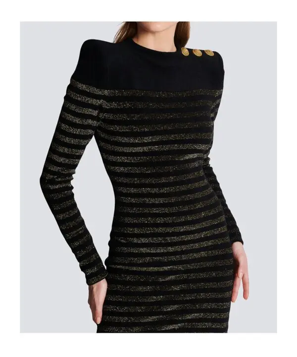 Balmain Striped Lurex Jersey Dress