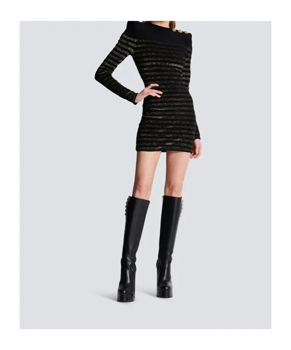 Balmain Striped Lurex Jersey Dress