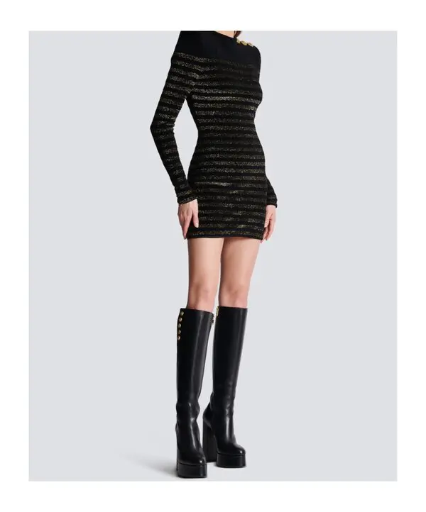 Balmain Striped Lurex Jersey Dress