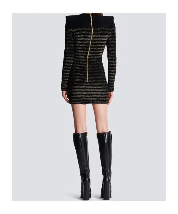 Balmain Striped Lurex Jersey Dress