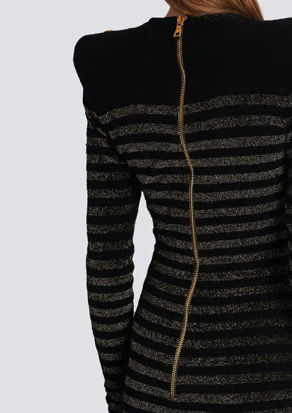 Balmain Striped Lurex Jersey Dress