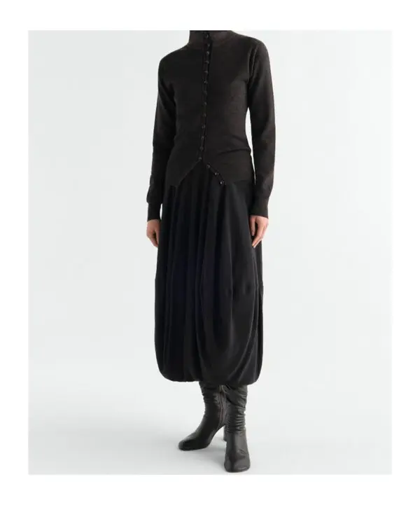 LEMAIRE Balloon Skirt In Silk Crepe De Chine - Black