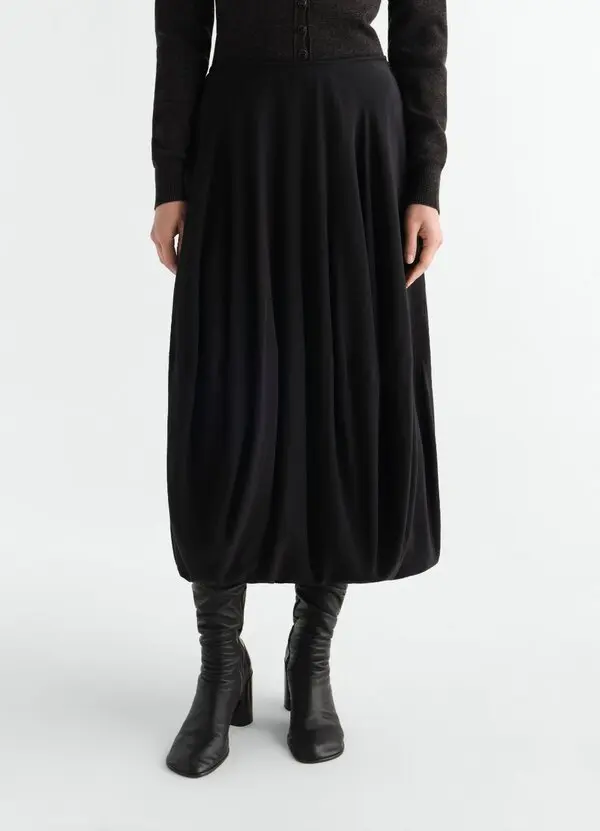 LEMAIRE Balloon Skirt In Silk Crepe De Chine - Black