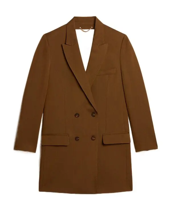 GOLDEN GOOSE Short Dress In Beech-colored Wool With Horn Buttons - Brown