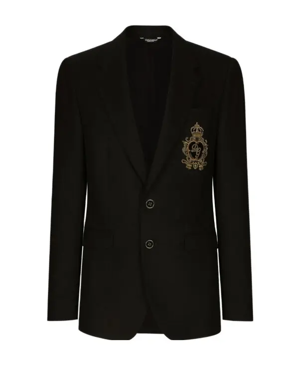 Dolce & Gabbana Embellished Crest Single-breasted Blazer