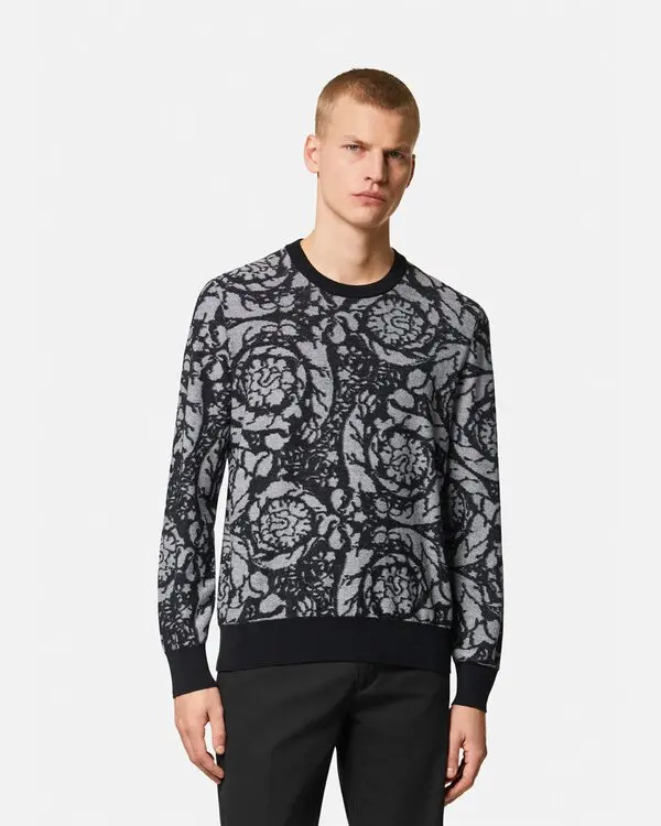 Versace Baroque Motif Crewneck Knitted Jumper
