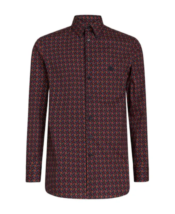 Etro Tie Print Shirt With Logo - Black