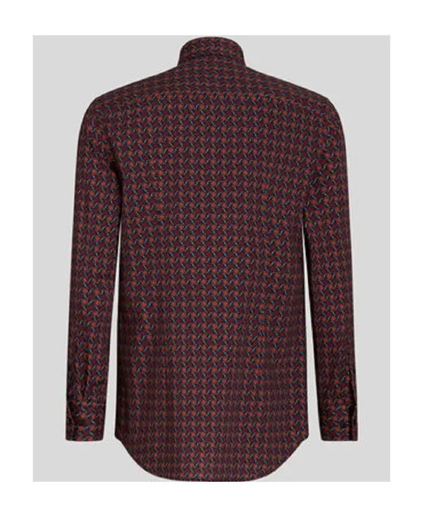 Etro Tie Print Shirt With Logo - Black