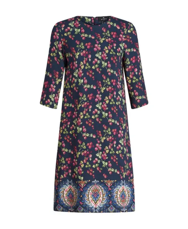 Etro Graphic Print Round Neck Midi Dress - Black