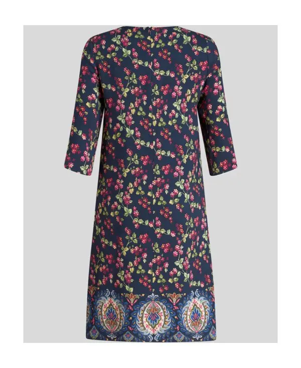 Etro Graphic Print Round Neck Midi Dress - Black