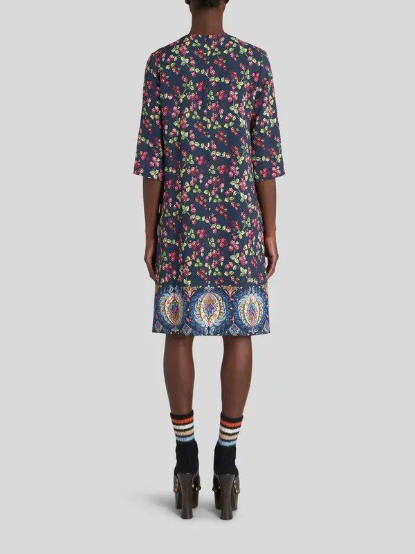 Etro Graphic Print Round Neck Midi Dress - Black