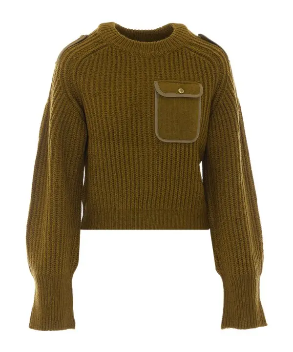 Pinko Chest Pocket Ribbed Sweater - Green
