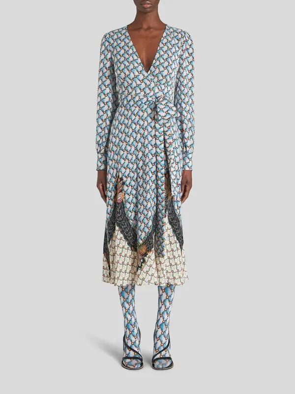 Etro Floral Print Wrap Midi Dress