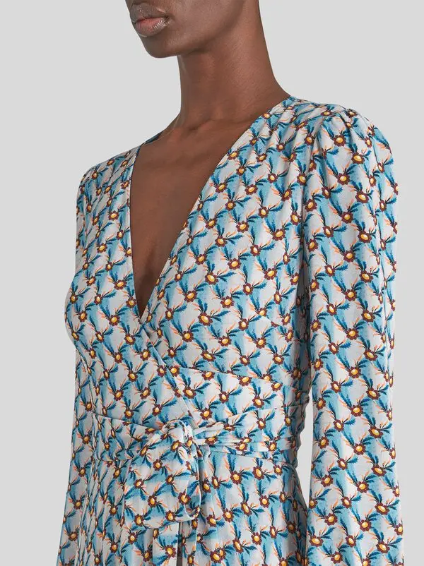 Etro Floral Print Wrap Midi Dress