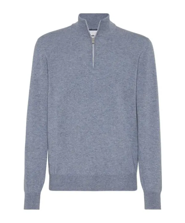 Brunello Cucinelli Funnel-neck Knitted Polo Shirt