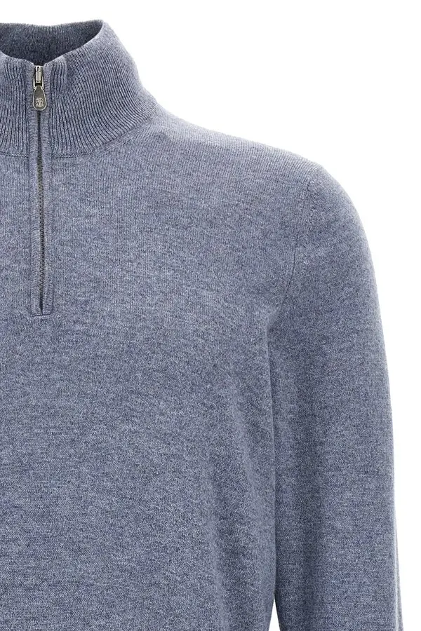 Brunello Cucinelli Funnel-neck Knitted Polo Shirt