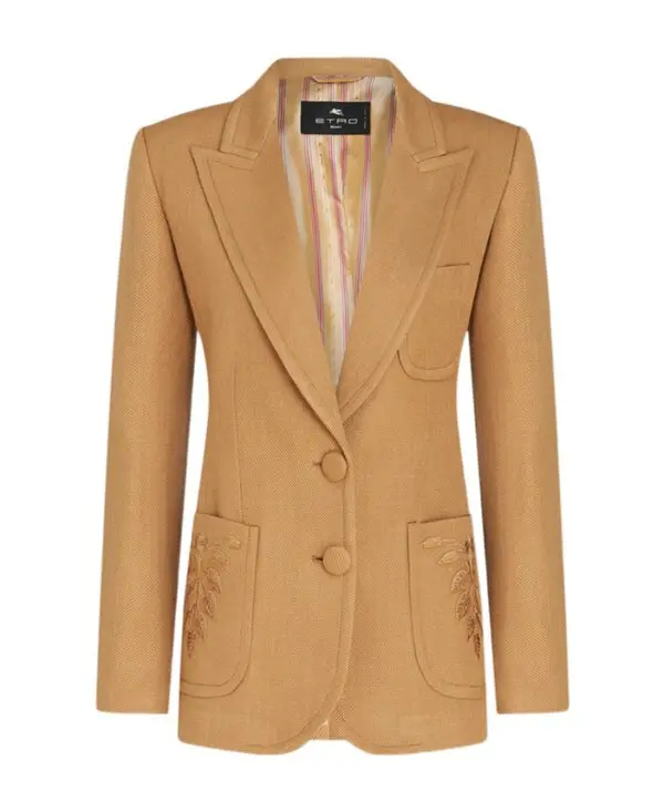 Etro Single Breasted Embroidered Detailed Blazer