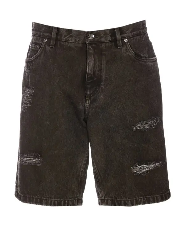 Dolce & Gabbana Ripped-detailing Knee-length Denim Shorts