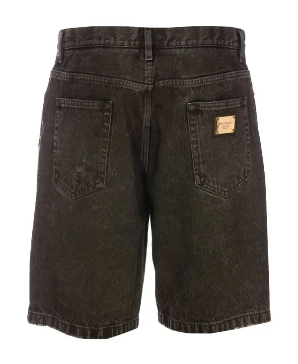 Dolce & Gabbana Ripped-detailing Knee-length Denim Shorts