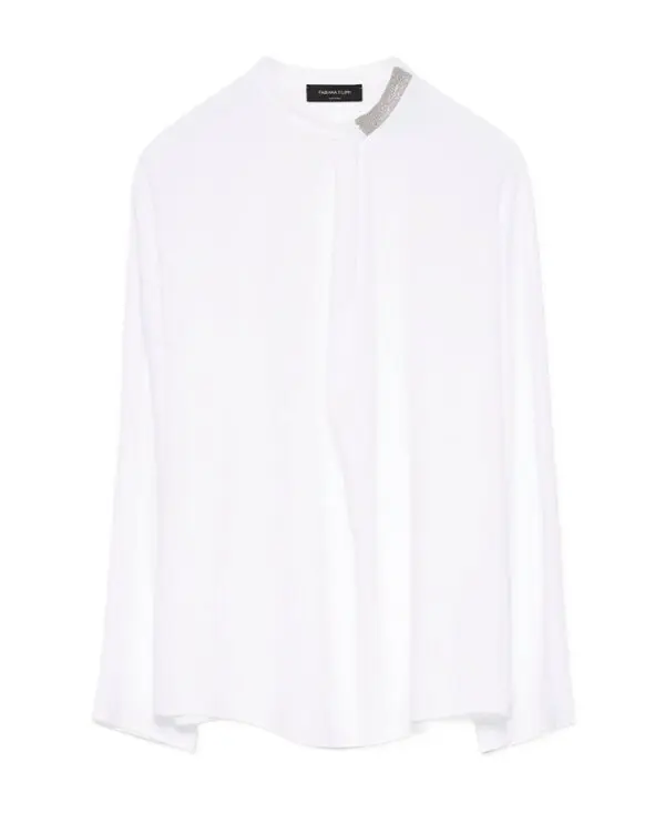 Fabiana Filippi Long Sleeved Embellished Neck Blouse