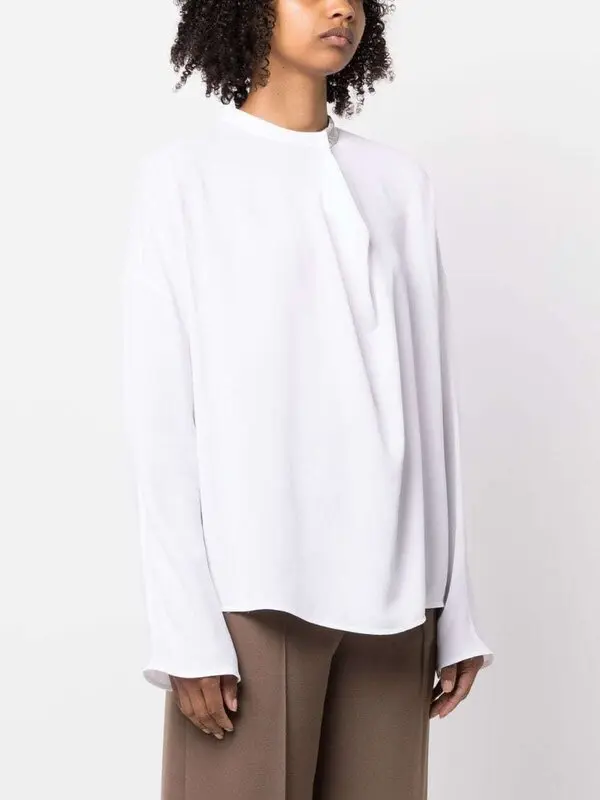 Fabiana Filippi Long Sleeved Embellished Neck Blouse