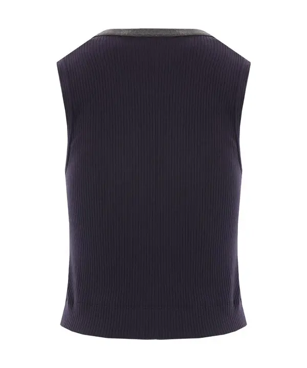 Brunello Cucinelli V-neck Sleeveless Ribbed Top