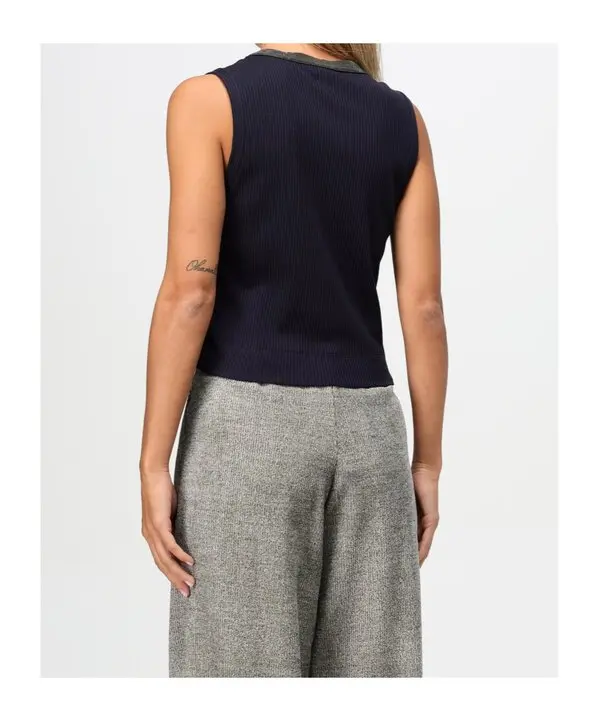 Brunello Cucinelli V-neck Sleeveless Ribbed Top