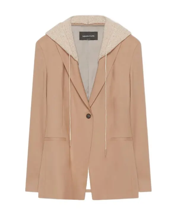Fabiana Filippi Wool Hooded Suit Coat