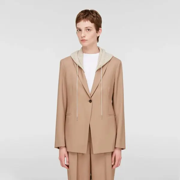 Fabiana Filippi Wool Hooded Suit Coat