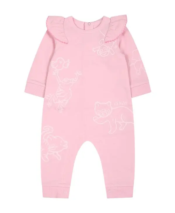 Kenzo Round-collar And Long-sleeved Jumpsuit - Pink