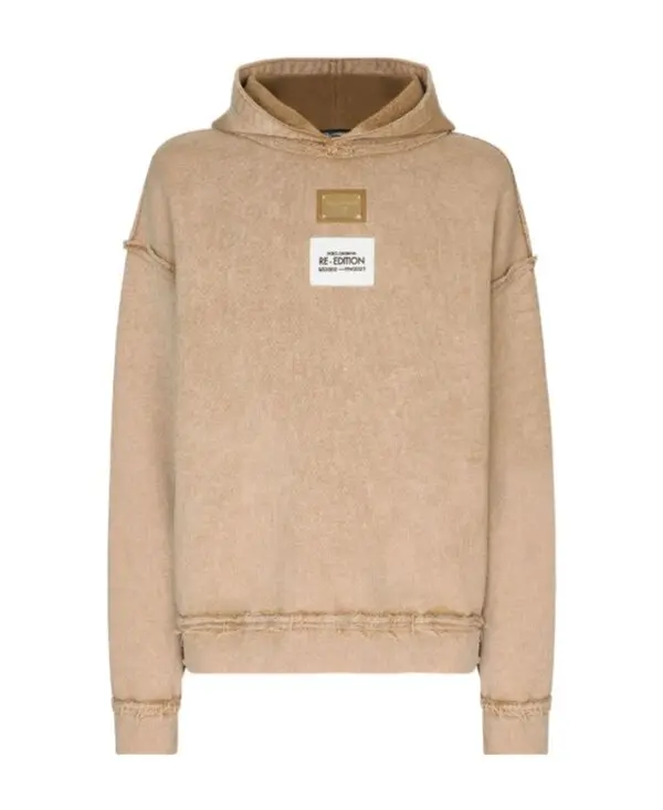 Dolce & Gabbana Dolce Gabbana Logo Plaque Hoodie - Nude