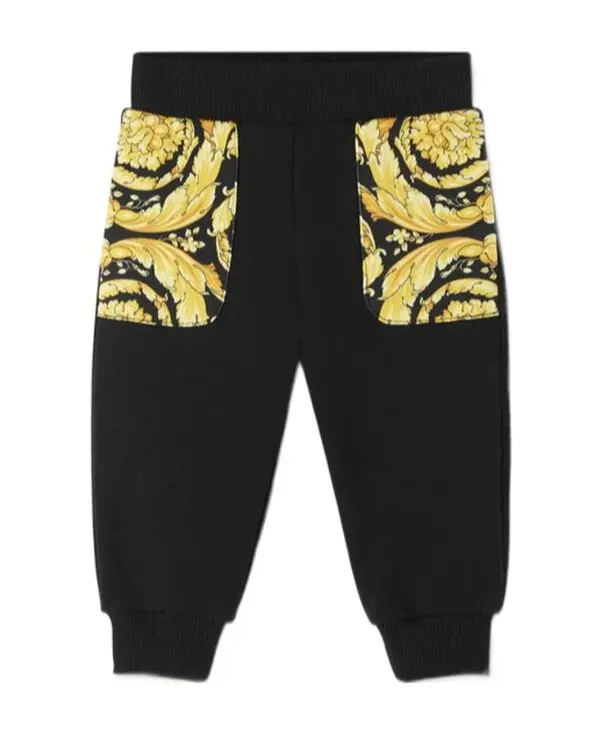 Versace Barocco-print Cotton Track Pants - Black