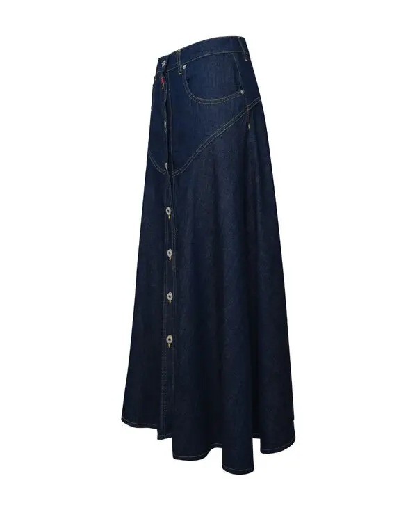 Kenzo Long Flared Denim Skirt