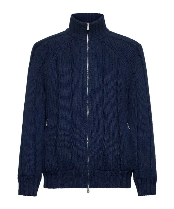 Brunello Cucinelli Zip-up Ribbed-knit Jacket - Black