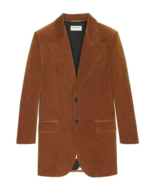 Saint Laurent Single-breasted Jacket In Corduroy