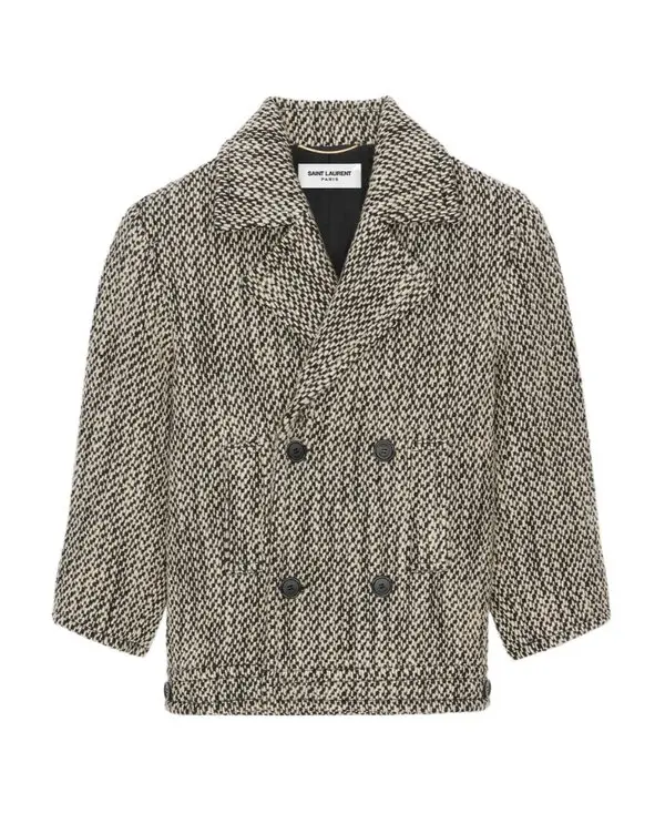 Saint Laurent Double-breasted Coat In Tweed