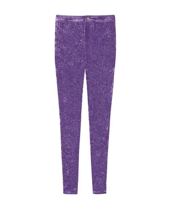 Saint Laurent Velvet Straight Leg Trousers - Purple