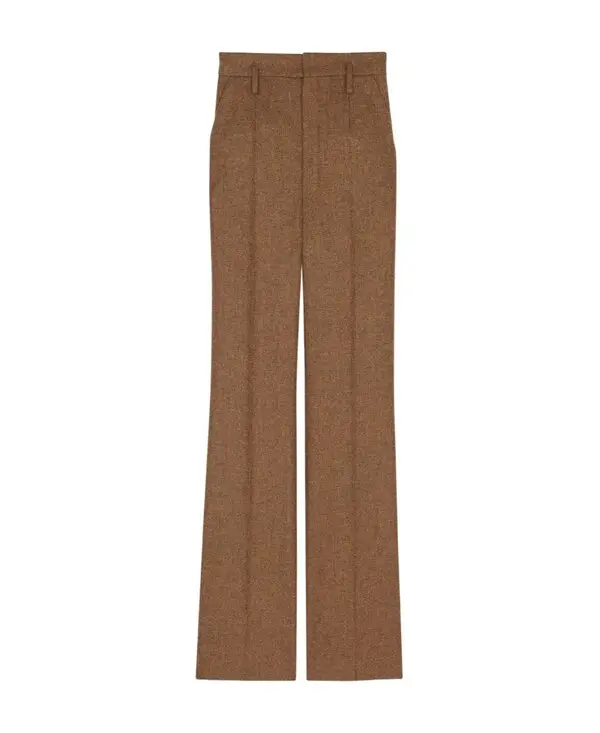 Saint Laurent High Waist Straight Leg Pants - Brown