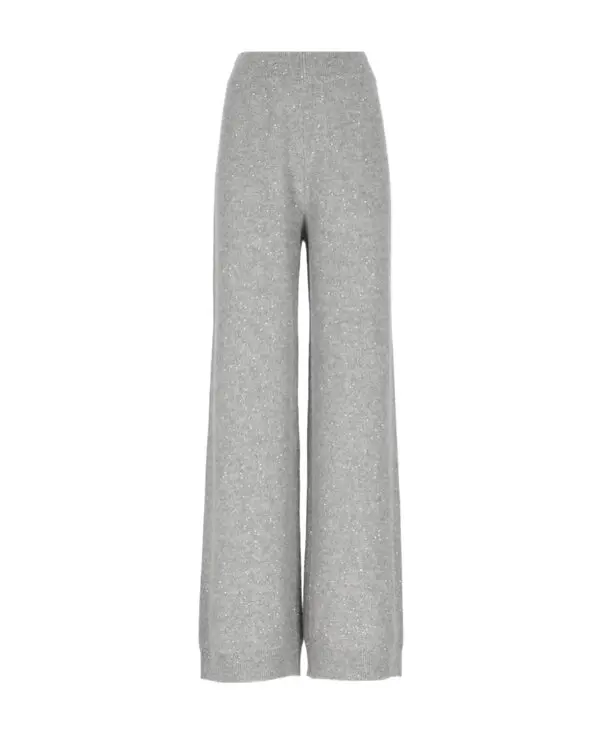Fabiana Filippi Sequin-embellished Wide-leg Knitted Trousers - Gray