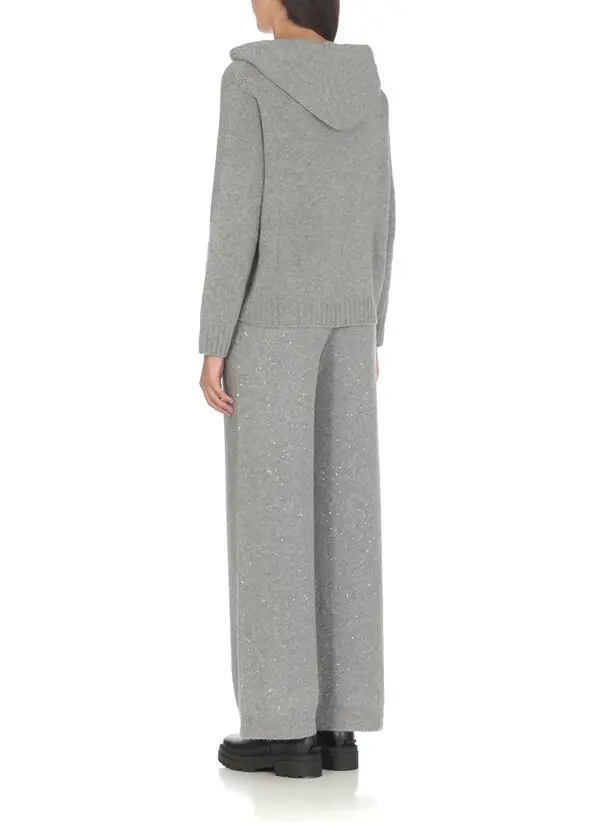 Fabiana Filippi Sequin-embellished Wide-leg Knitted Trousers - Gray