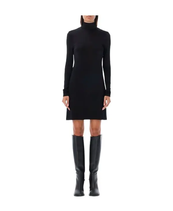 Stella McCartney High-neck Draped-back Flared Mini Dress - Black