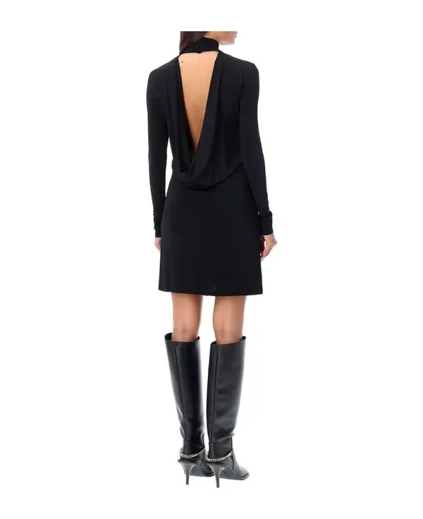 Stella McCartney High-neck Draped-back Flared Mini Dress