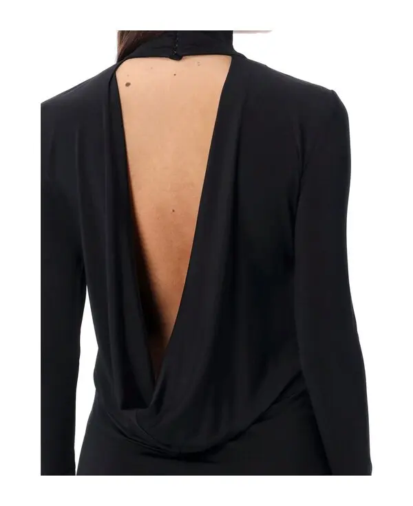 Stella McCartney High-neck Draped-back Flared Mini Dress