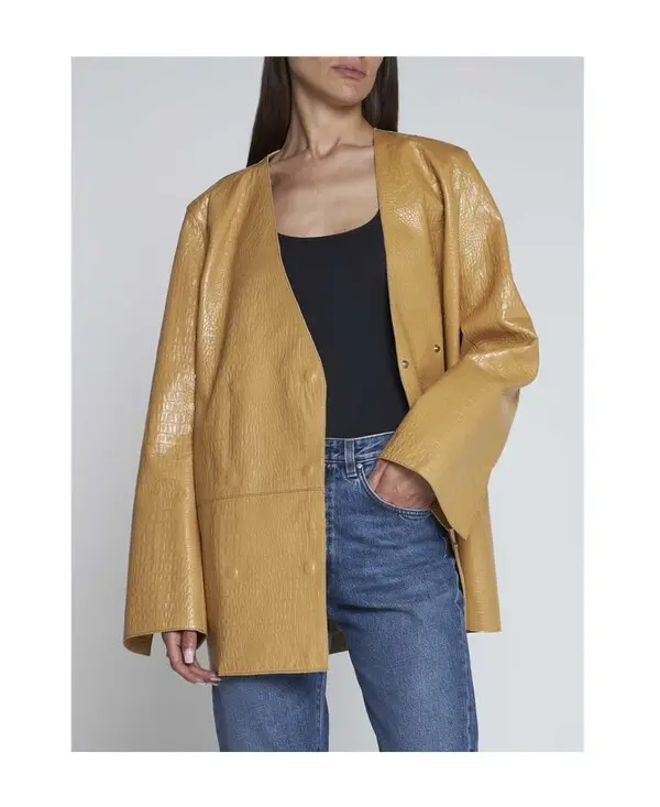 TOTEME Crocodile-embossed Single-breasted Blazer